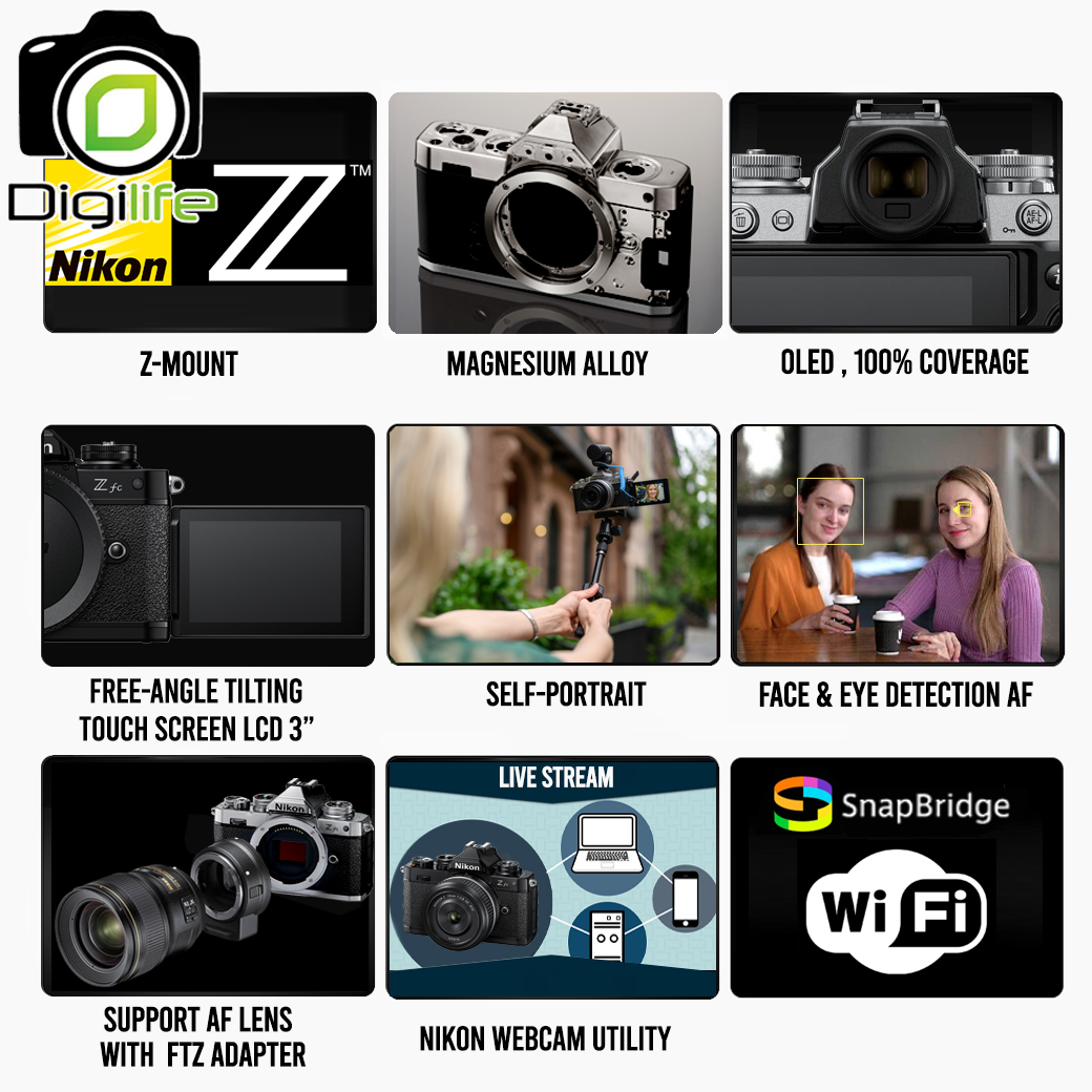 Nikon Camera Z fc kit Z DX 16-50 mm. VR - แถมฟรี LED Ring 10นิ้ว - รับ ...