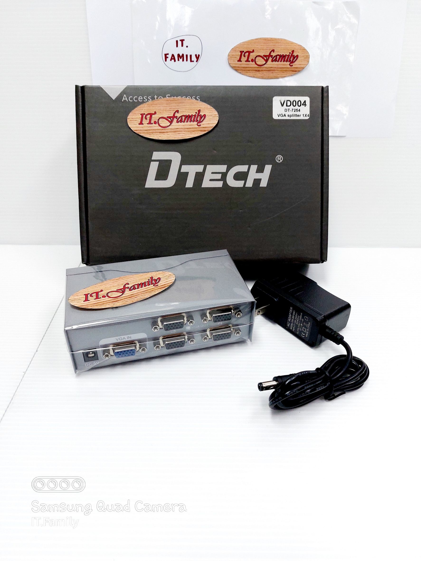 กล่องแยกสัญญาณจอ VGA เข้า 1 ออก 4 Support 250 MHz (รุ่น VD004) Dtech (ออกใบกำกับภาษีได้ ...