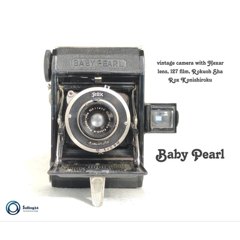 กล้องฟิล์มพับ 3x4 Baby Pearl vintage camera with Hexar lens 127 film ...