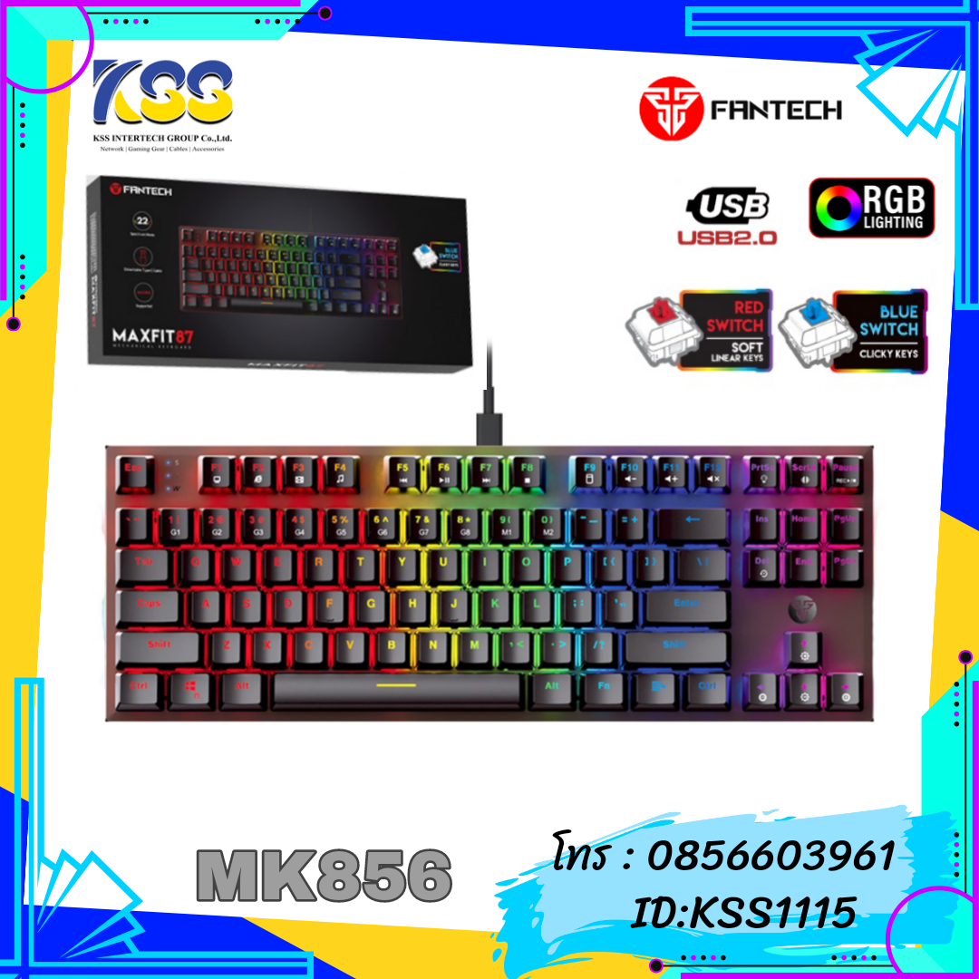 FANTECH MK856 MAXFIT KEYBOARD MECHANICAL (BLUE/RED SWITCH) | Lazada.co.th