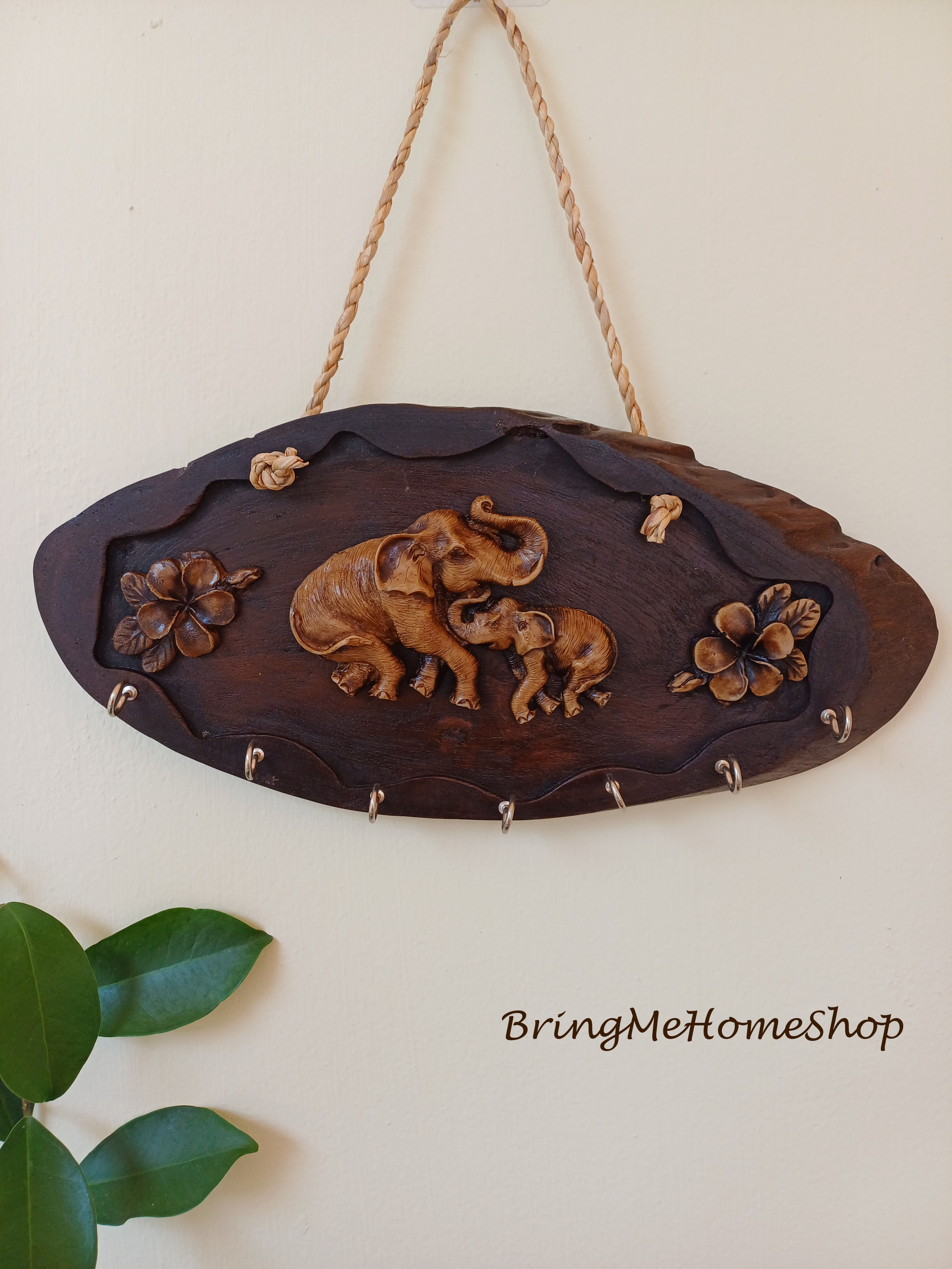 ที่เเขวนกุญเเจ Wooden Key Holder Jewelry Holder Hanging Wall for Home ...