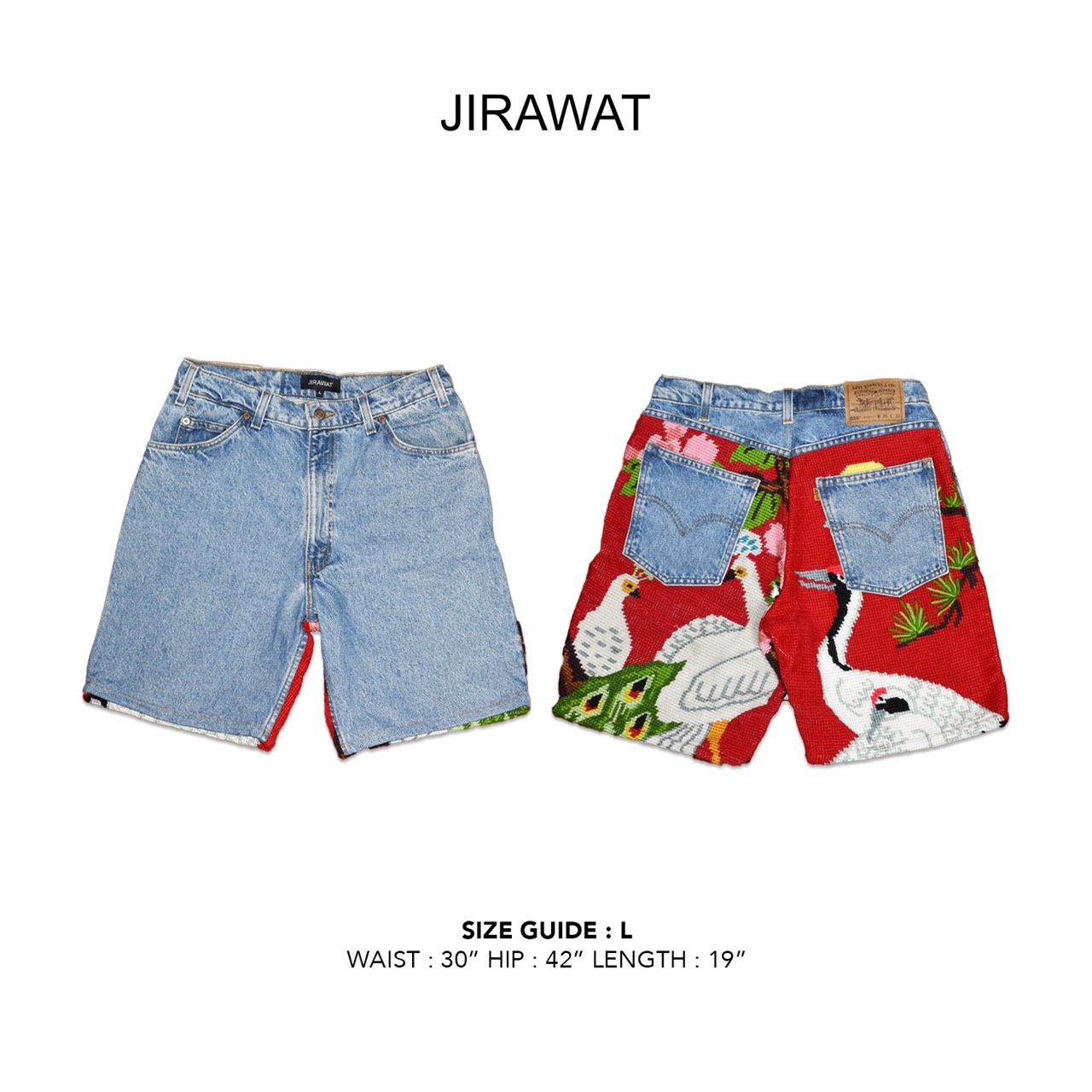 JIRAWAT_GEWAT Wilds on Jeans กางเกงยีนส์ขาสั้นตัดต่อผ้าครอสติส ...