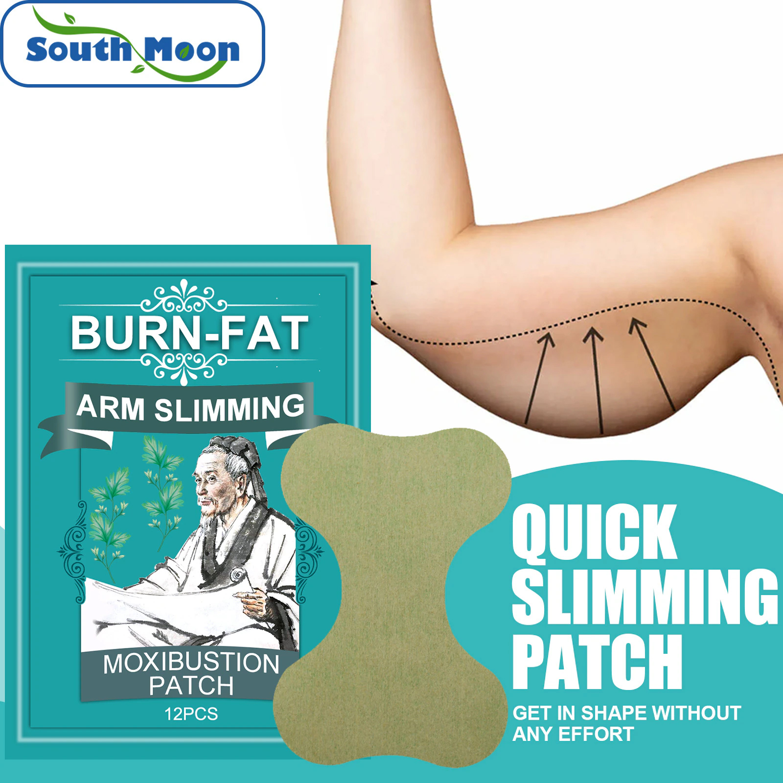 South Moon แผ่นแปะแขน เผาผลาญไขมัน กระชับสัดส่วน Arm Slimming Moxibustion Patch ผลิตจากสมุนไพร ...