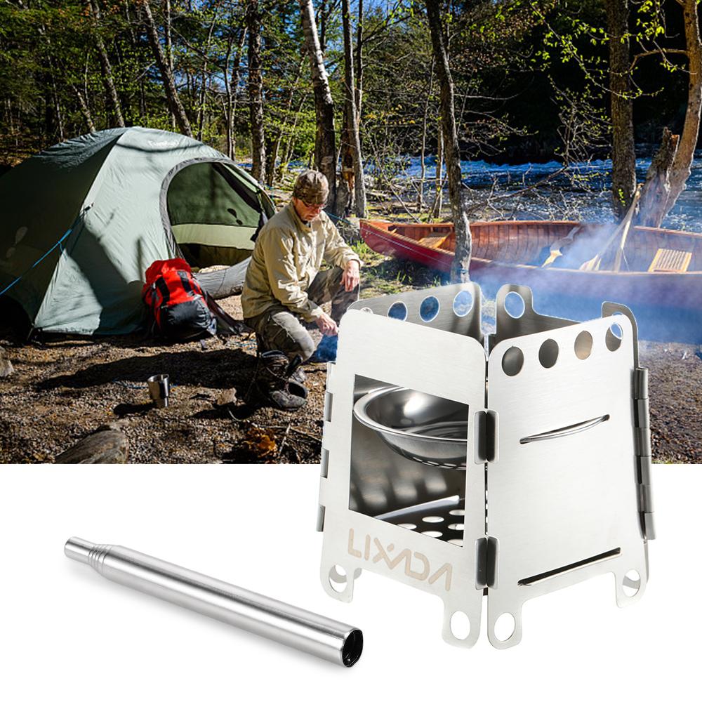 TOMSHOO Lixada Portable Stainless Steel Lightweight Folding Wood Stove ...