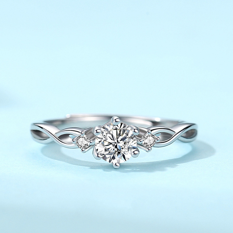 เพชรแท้ 100รักผู้หญิงแหวนเพชรวงกลม หินหลัก 50 แต้ม แหวนเงินแท้ S925 เพชรแท้ทุกเม็ด ปลอมหนึ่งจ่าย ...