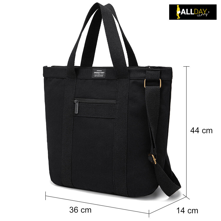 มาใหม่ NY20 กระเป๋าสะพายข้าง กระเป๋าถือ ถุงผ้าลดโลกร้อน มีซิป สีดำ สวย ...