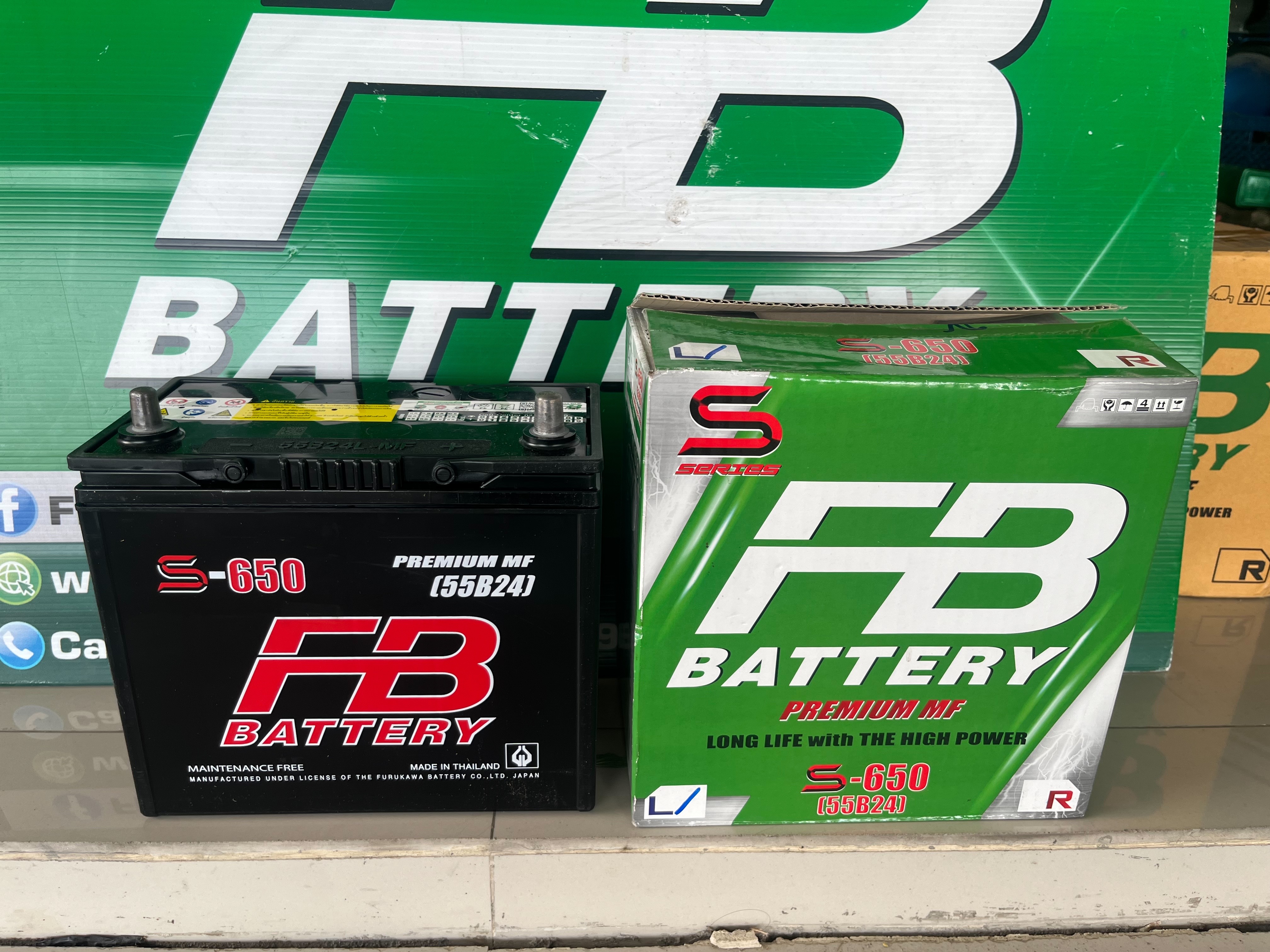 FB แบตเตอรี่ S-650 (55B24L) 12v50แอมป์ CCA480 ขั้วL FB BATTERY PREMIUM MF เติมน้ำกรดและชาร์จไฟ ...