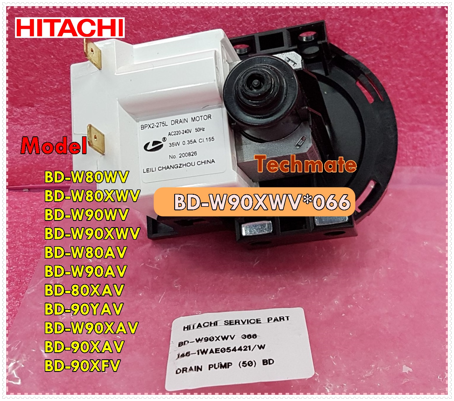 อะไหล่ของแท้/มอเตอร์เดรนปั๊มถ่ายน้ำทิ้งเครื่องซักผ้าฮิตาชิ/ปั้มถ่ายน้ำ ...