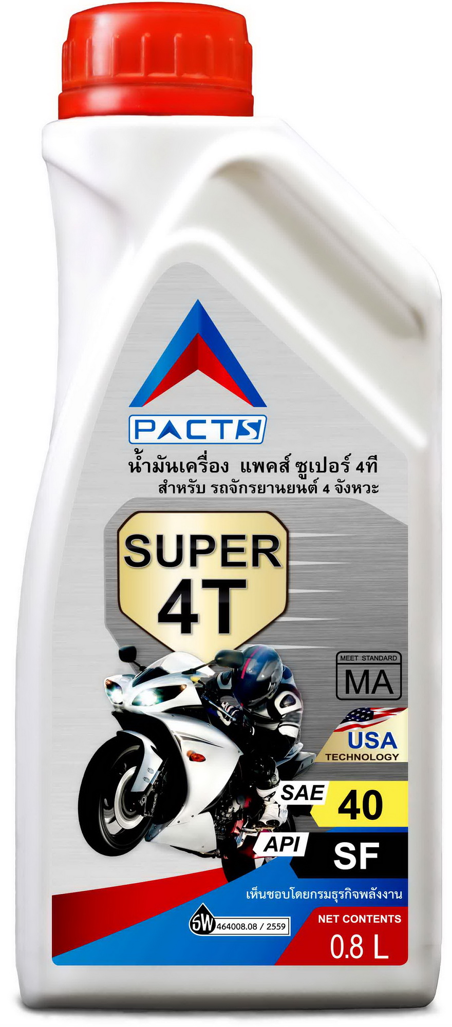 น้ำมันเครื่อง 4T - PACTS SUPER 4T SAE 40 API SF JASO MA - PACTS LUBRICANT - ThaiPick