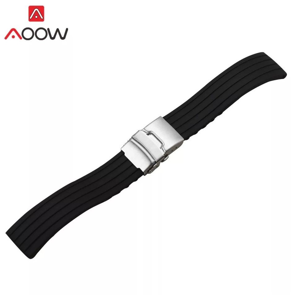 ☆AOOW สายนาฬิกา สายยางซิลิโคน ขนาด 18 20 22 24 mm. แถมสปริงบาร์⊿ ...