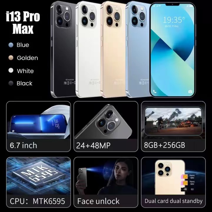 I13 Pro Max 6.7 นิ้ว RAM 8GB 512GB รอม Android 10.0 ซีโอดีอัจฉริยะวงจร ...