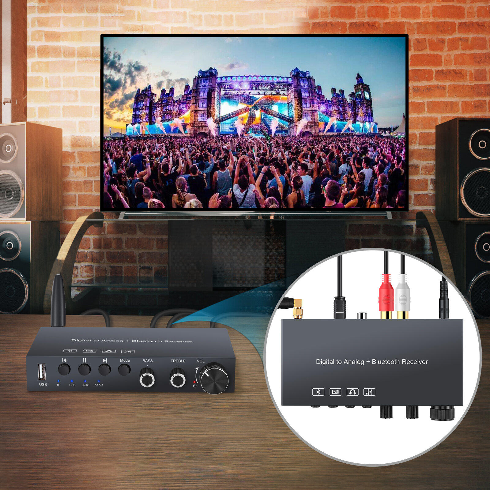 (ส่งด่วน) 192Khz DACพร้อมเครื่องขยายเสียงหูฟังบลูทูธV5.0 รองรับAptX AAC ...