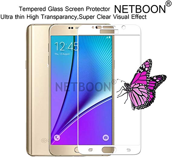 ฟิล์มกระจก เต็มจอ กาวเต็มแผ่น ซัมซุง โน้ต5 (ขอบสีขาว) FULL GLUE Tempered glass for Samsung ...