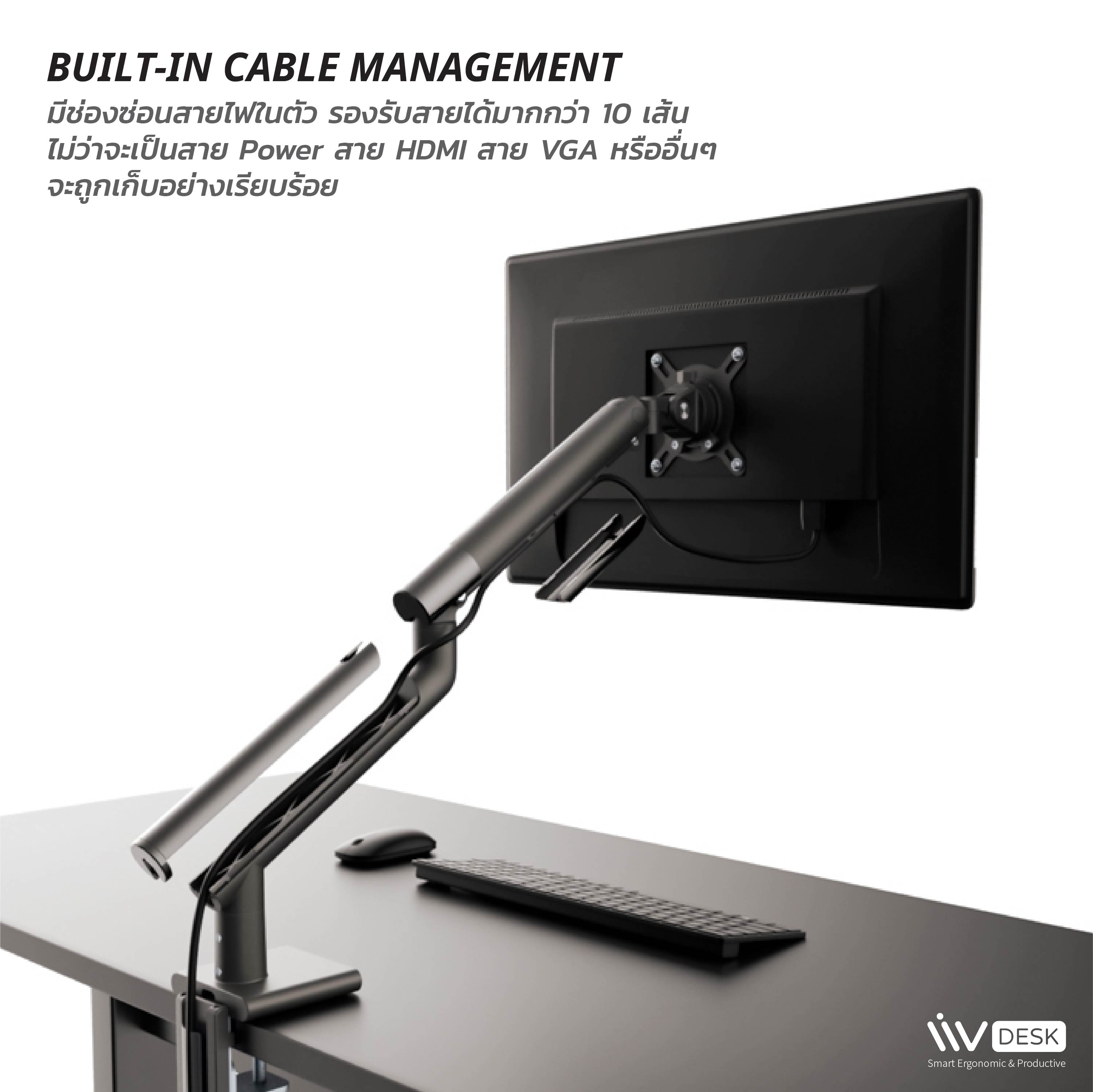 Liv Single Monitor Arm Minimal SLIM Premium ALUMINUM แขนจับจอ ขาตั้งจอ ...