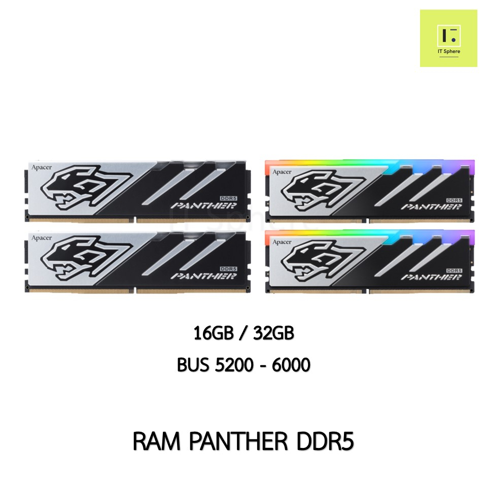 Ram Apacer Panther DDR5 16GB 32GB BUS5200 5600 6000 ประกันตลอดอายุการ ...