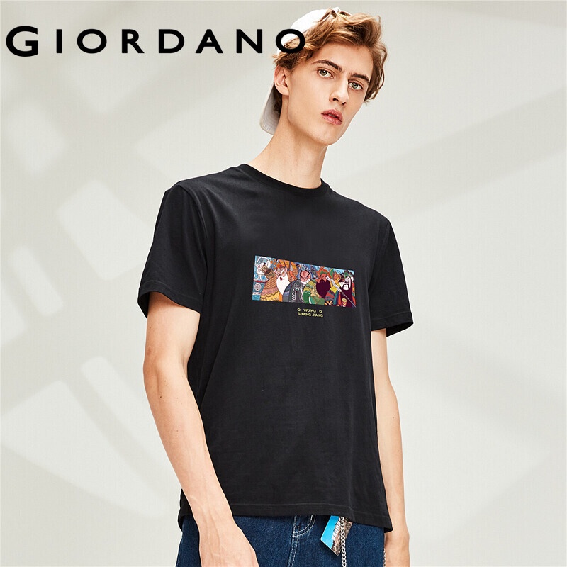 Giordano Men T-Shirts Casual Soft Ribbed Crewneck Fashion Durable Tee ...