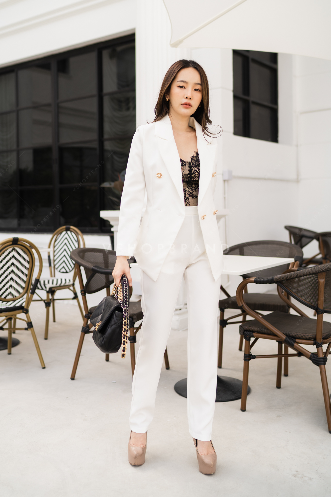 VShop Set สูท+ลูกไม้+กางเกง งานดีงานคุณภาพมาแล้วจ้า ใส่แล้วผอมเพรียวมาก ...