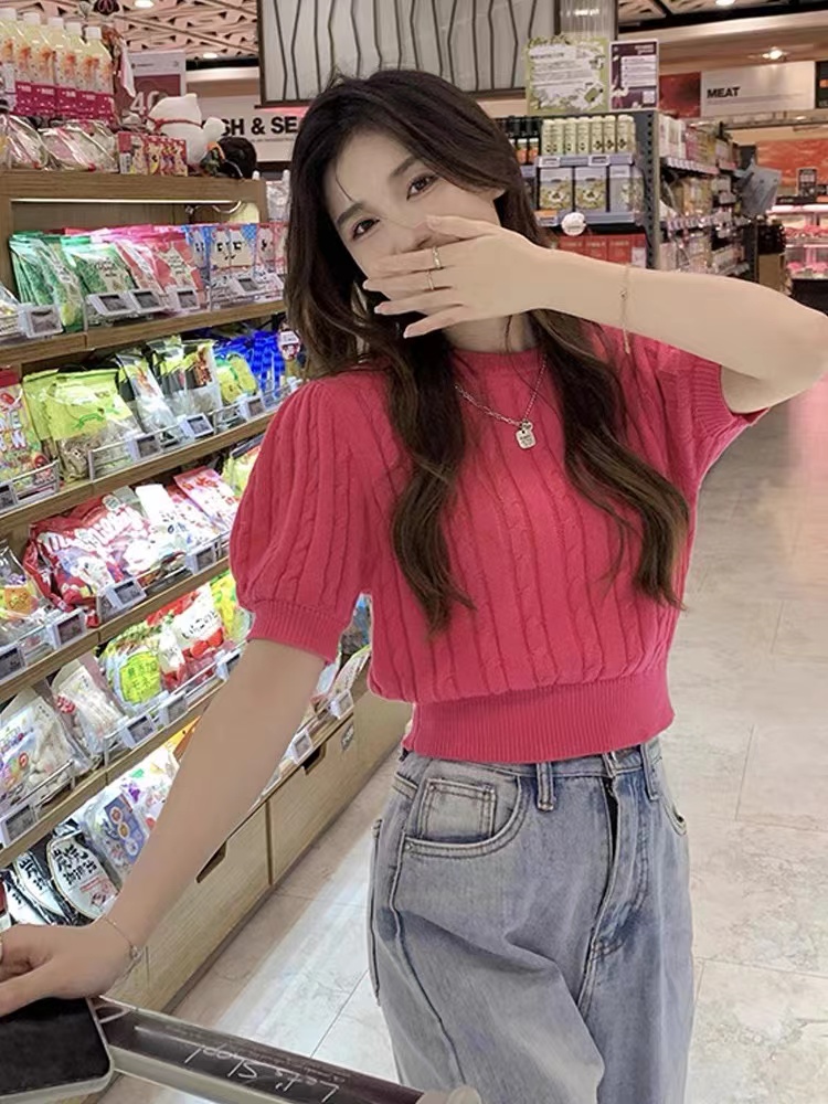 E238เสื้อยืด เสื้อไหมพรมแขนสั้นโชว์หลังเซ็กซี่ สินค้าผ้านิ่มสไตร์เกาหลี (สินค้าพร้อมส่ง ...