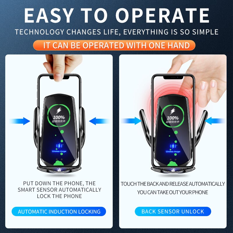 Automatic 30W Qi Car Wireless Charger for iPhone 13 12 11 XR X 8 ...