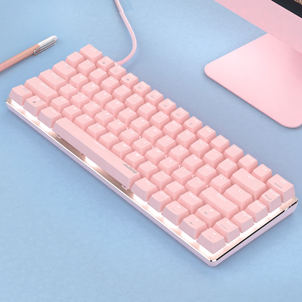 Pink cute Gaming Mechanical Keyboard USB Wired 61/87/104 keys with RGB ...