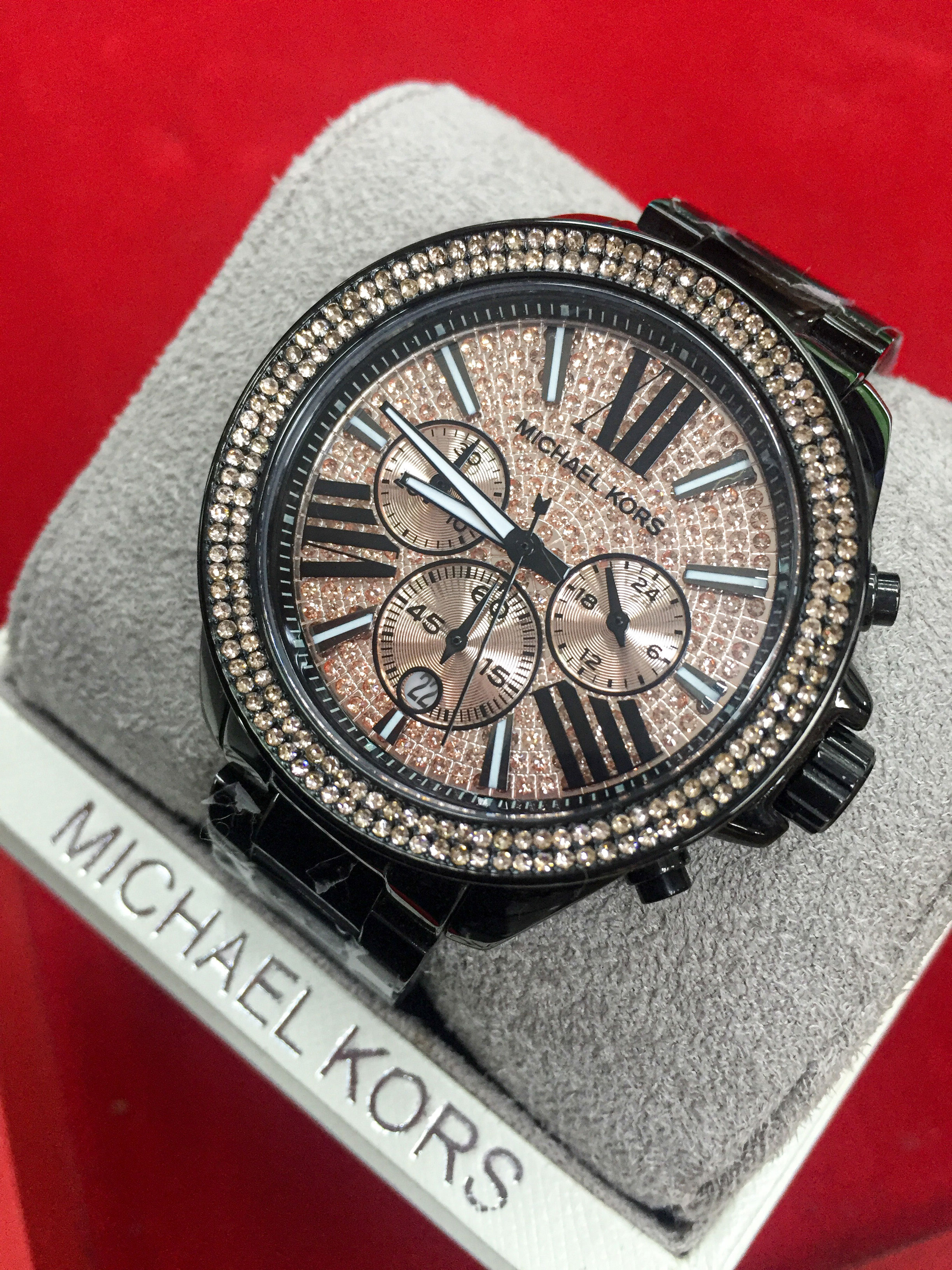 Michael Kors MK5879 Wren Crystal Pave Dial Chronograph Ladies Watch แท้ ...