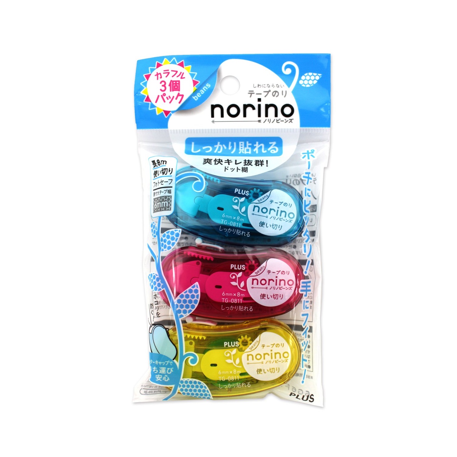 Plus NORINO 1ห่อ(3ชิ้น) กาวสองหน้า แบบพกพา เทปกาว เครื่องเขียน กาว ...