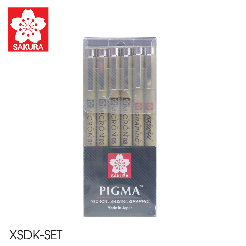 SAKURA (ซากุระ) ชุดเซ็ทพิเศษ! ปากกา PIGMA 6 ด้าม มีทั้งแบบปากกาตัดเส้น ...