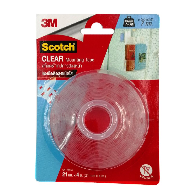 SCOTCH 3M Clear Mounting Tape เทปกาวสองหน้า แรงยึดติดสูงชนิดใส สก๊อตช์ หน้ากว้าง 21mm #CAT4010C ...
