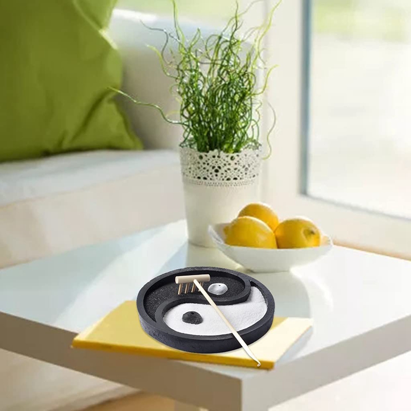Yin and Yang Tai Chi and Eight Diagrams Zen Garden Sand Table Black and ...