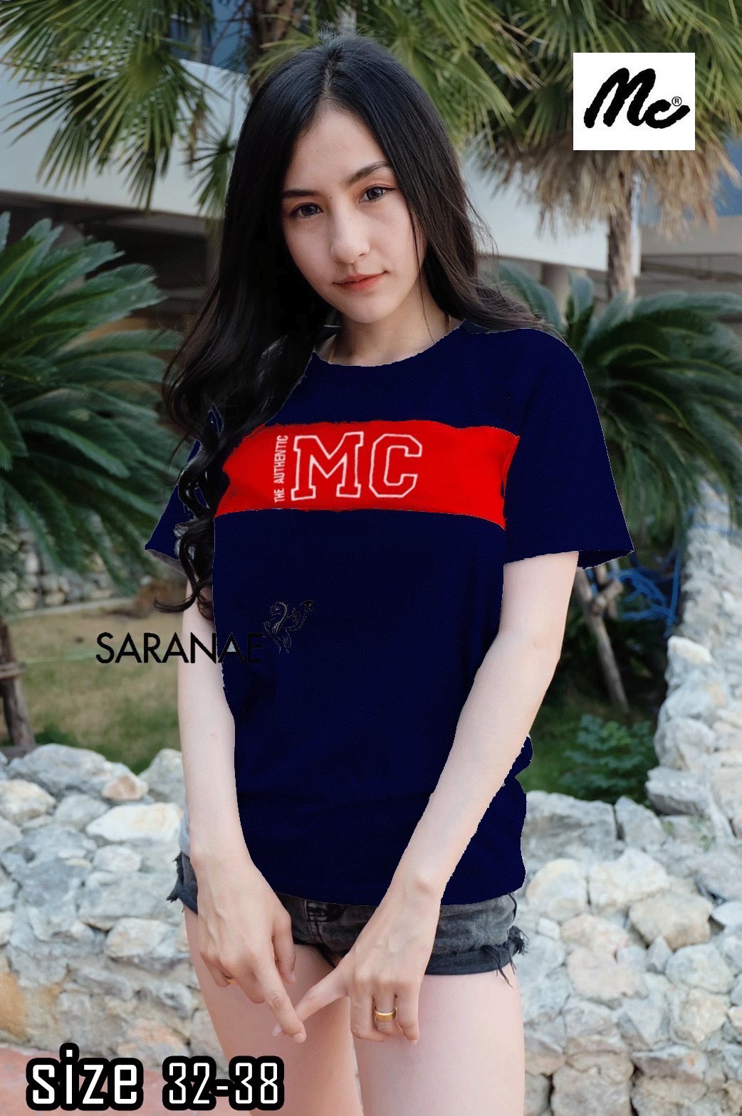 เสื้อยืดแฟชั่น ฟรีไซส์ อก 32-36 นิ้ว: เสื้อยืดคอกลม เสื้อยืดหญิงแขนสั้น งานปัก ผ้าลายทางฮิตตลอด ...