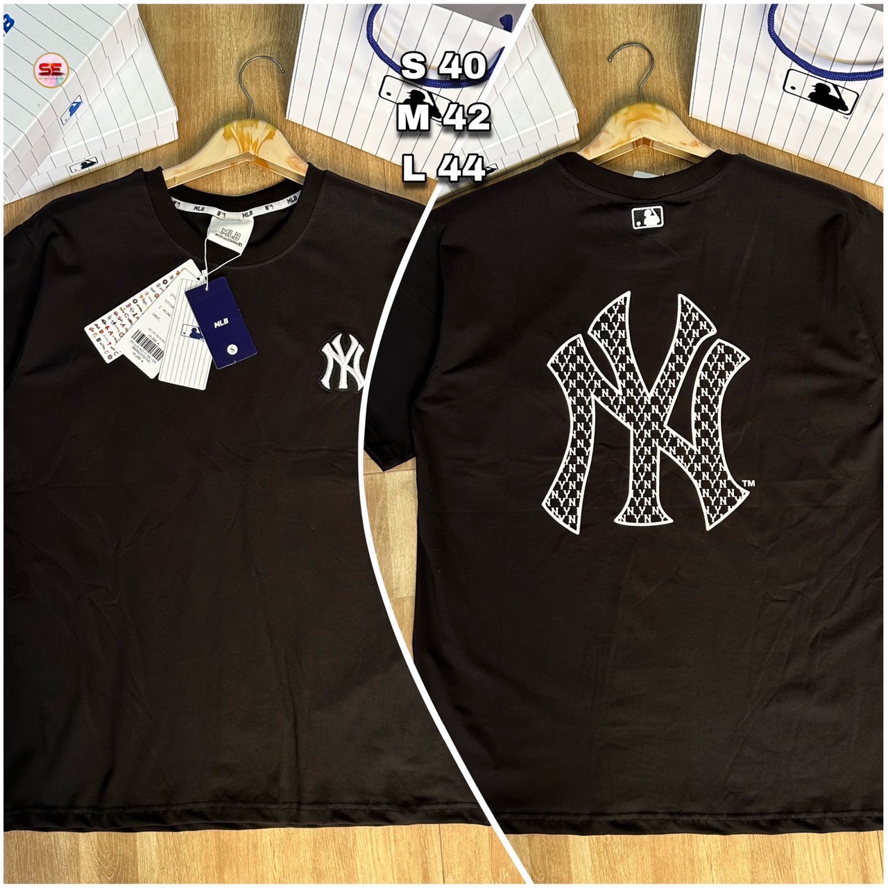 Mlb เสื้อยืดลําลอง แขนสั้น คอกลม พิมพ์ลายโลโก้ ขนาดใหญ่ แฟชั่นฤดูใบไม้ ...