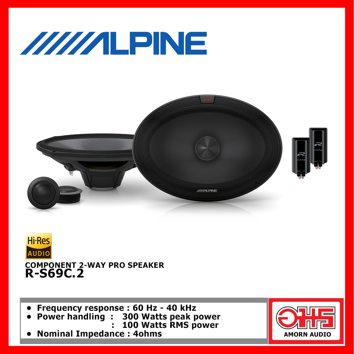 ALPINE R-S69C.2 6"X9" (16CM X 24CM) COAXIAL 2 - WAY SPEAKER ลำโพง HIRES ...