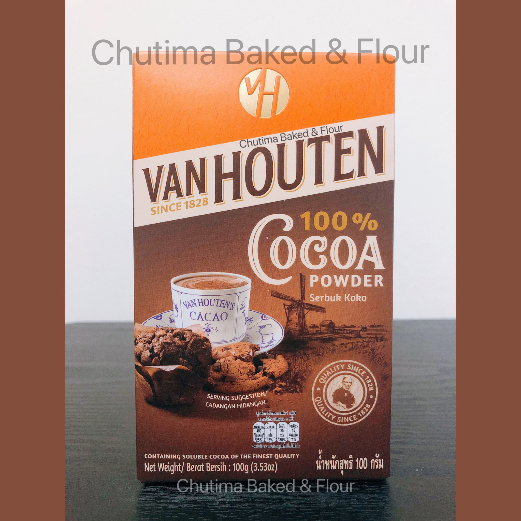 VAN HOUTEN Cocoa powder 100g.โกโก้ผง แวน ฮูเต็น 100กรัม โกโก้ผง 100% ...