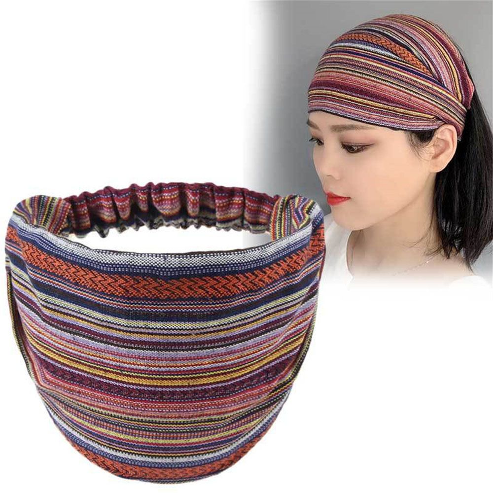 Trend Elastic Hair Bands Fashion Striped Headband Wide Head Wrap Turban ...