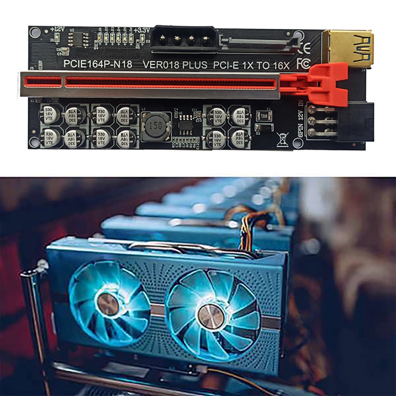 VER018 PLUS PCI-E Riser Card PCI-E 1X to 16X USB3.0 60cm Graphics Riser ...