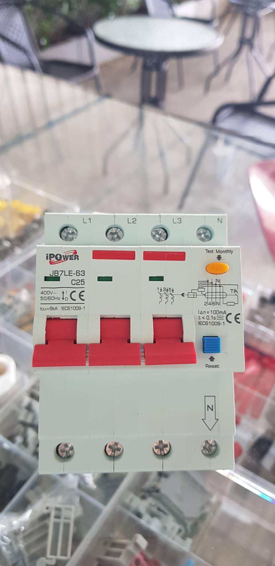 RCBO 3เฟส 4P เบรกเกอร์ AC ขนาด 25A 32A ตัดวงจรไฟฟ้า เมื่อมีไฟรั่ว ไฟดูด ...