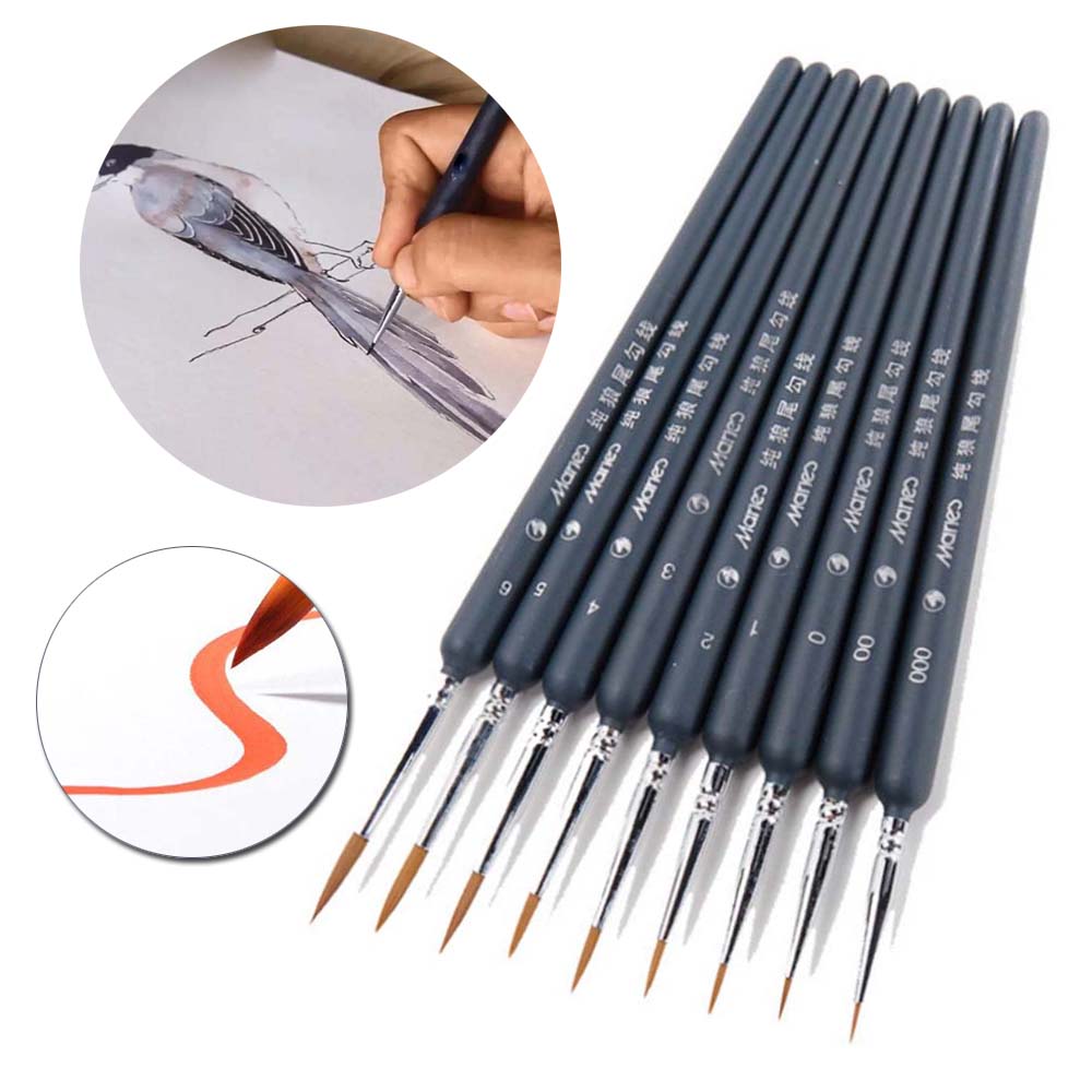 9Pcs/set Oil Brush Pen for Sketched Lines Gouache Watercolor Paint Oil ...