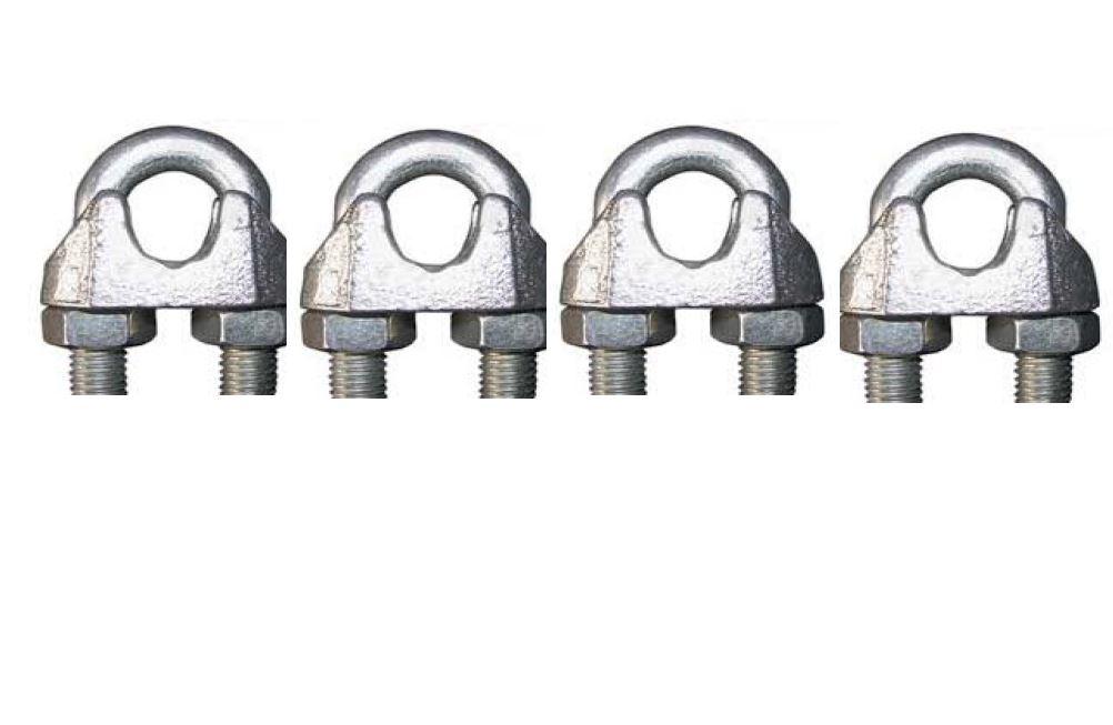4 Pcs. Wire Rope Sling Clip for Wire Rope 6 mm. Galvanize Steel กิ๊ปจับ ...