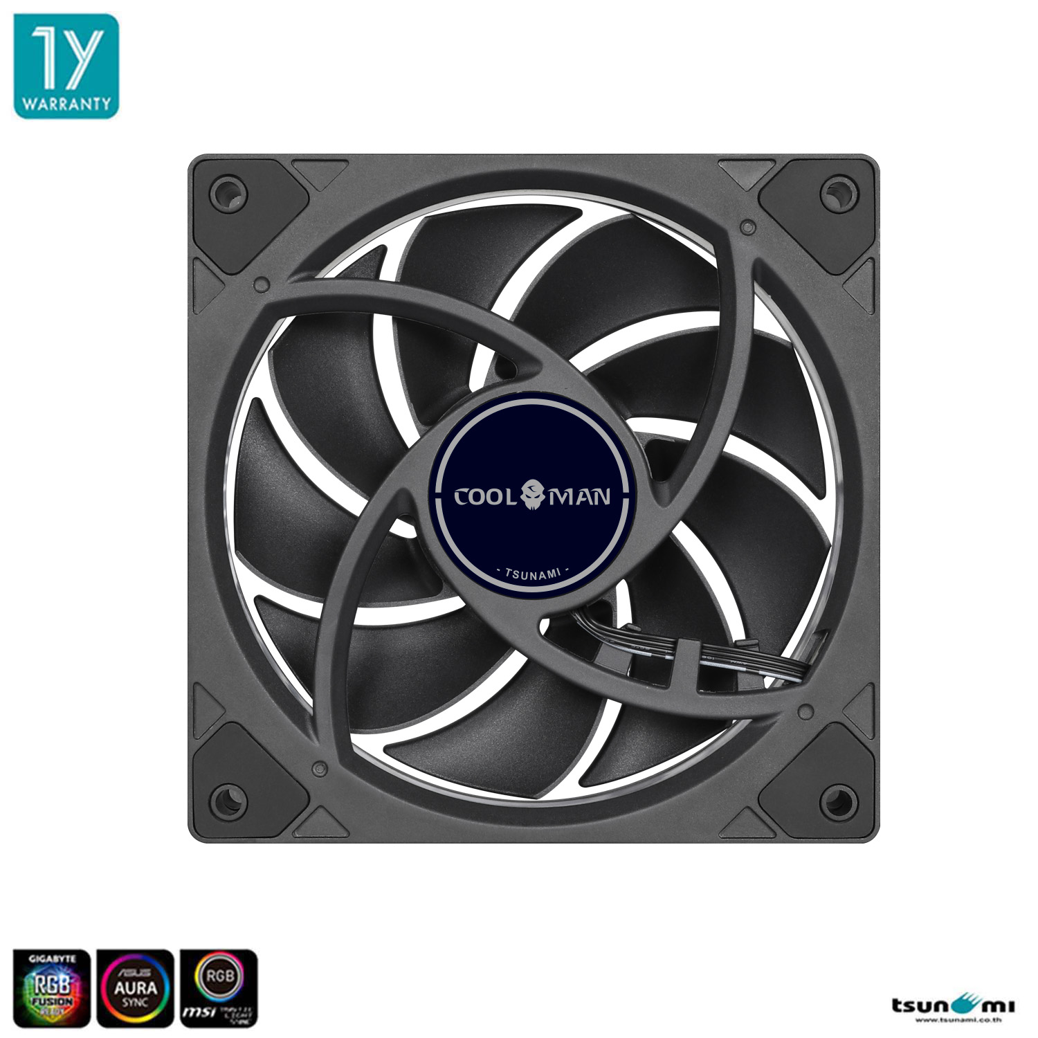 พัดลมระบายความร้อน Tsunami 1266 ARGB 12cm Cooling Fan x1 รับประกัน ...
