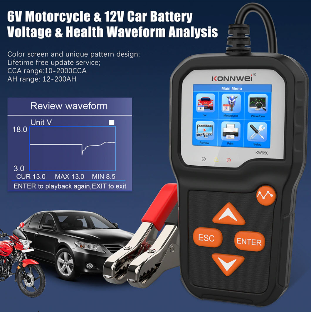 KONNWEI KW650 ของแท้ ประกัน 1 ปี เครื่องวัดCCA แบตเตอรี่ สำหรับมืออาชีพ ...