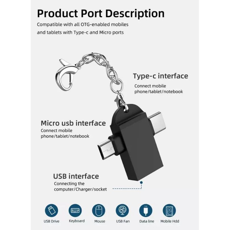 (ราคาต่อ 1 ชิ้น)2-in-1 Type-C Micro USB OTG Adapter USB Data Transmit Converters For Tablet Hard ...