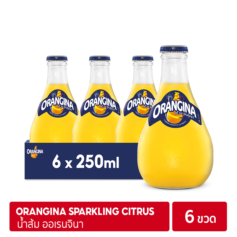 Orangina 250ml x 6 | ออเรนจินา เครื่องดื่มกลิ่นส้มผสมโซดา ขนาด 250 มล. (แพ็ค 6 ขวด) | Lazada.co.th