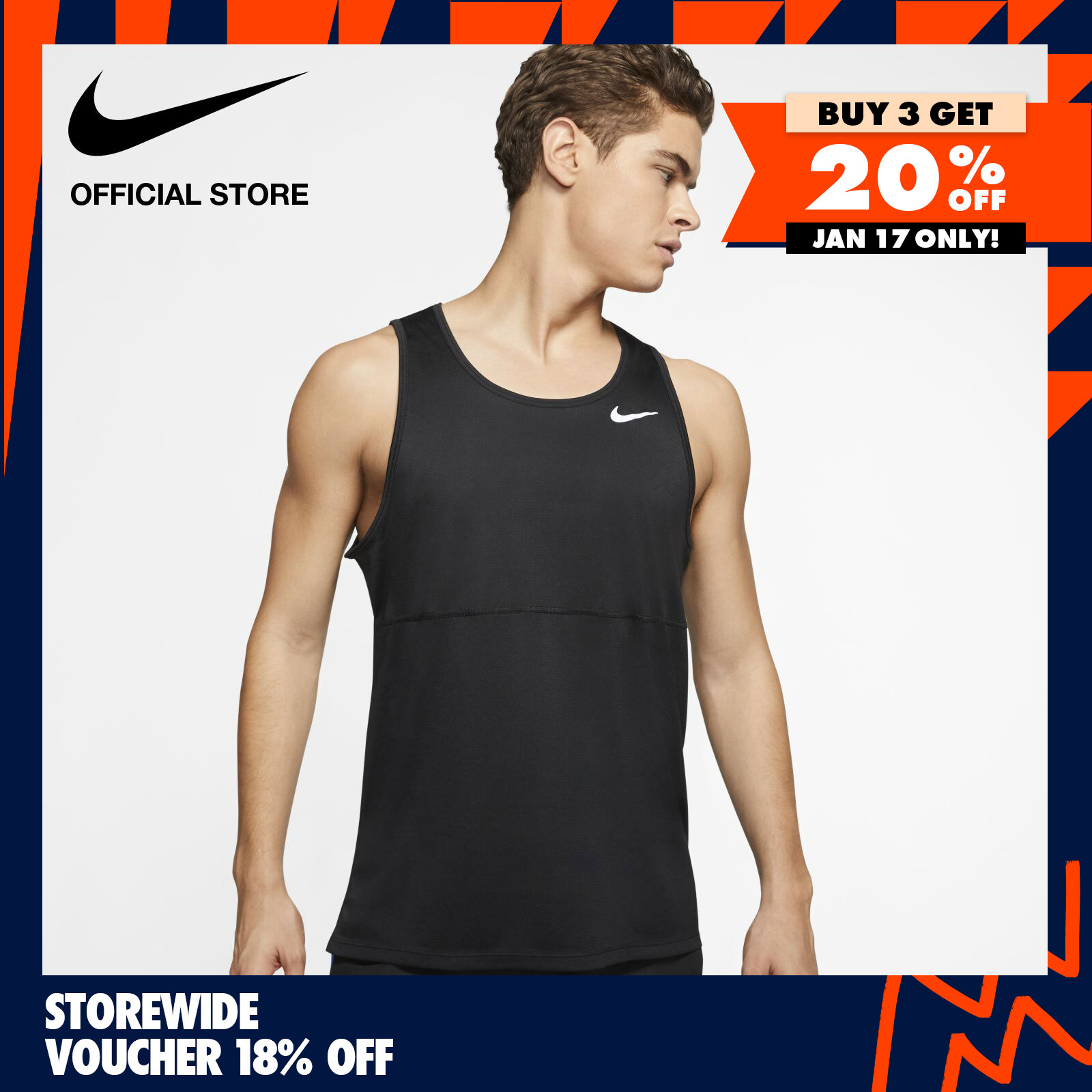 Nike Mens Dri-FIT Miler Running Tank - Black - Nike - ThaiPick