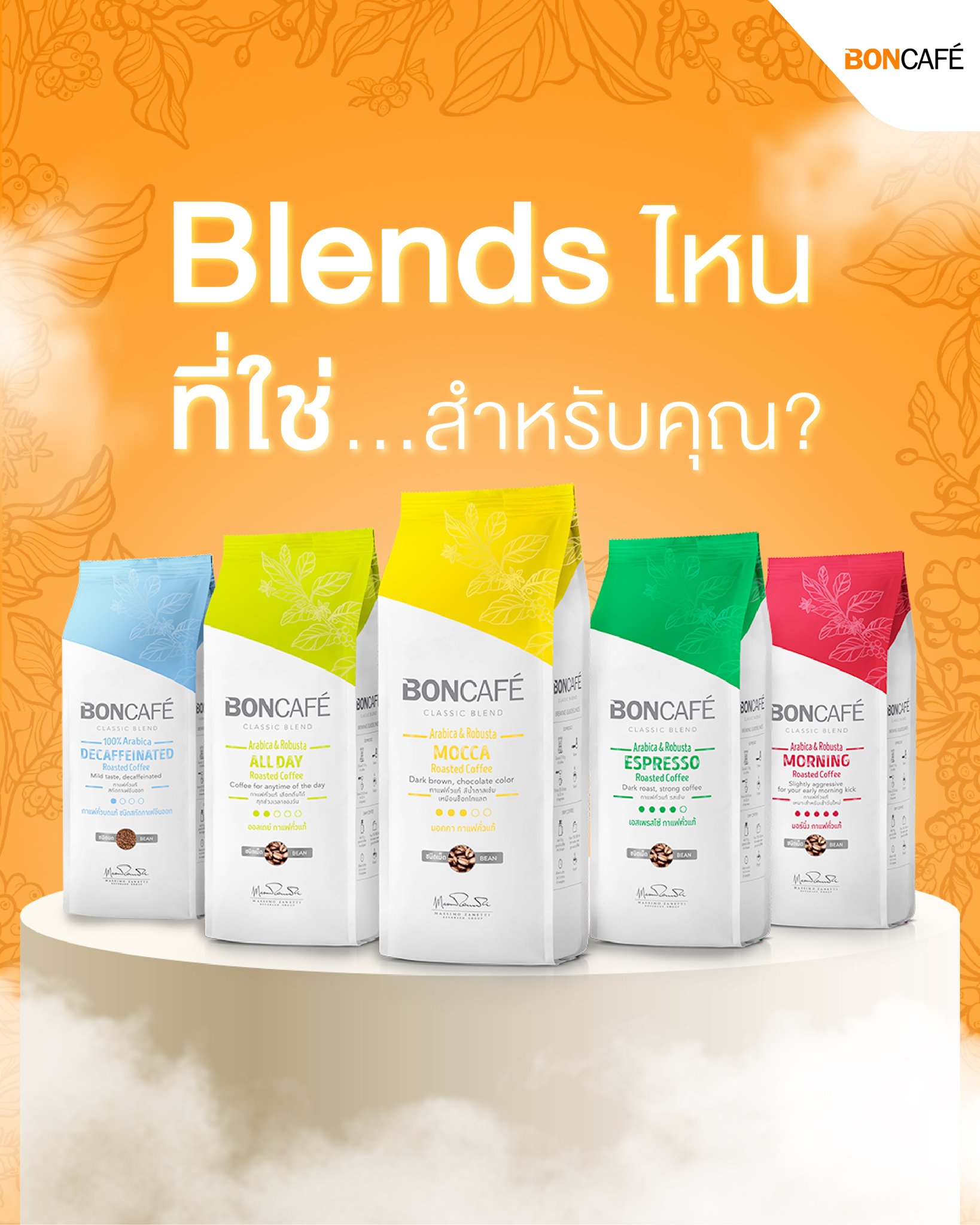 Boncafe Classic Blends Morning Ground 250g กาแฟคั่วบด มอร์นิ่ง คลาสสิค ชนิดบด 250 กรัม - บอนกาแฟ ...