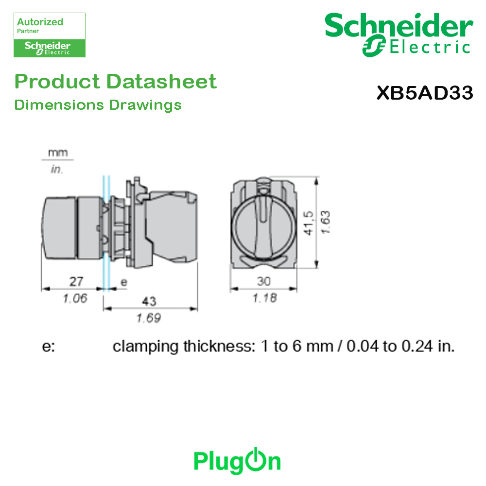 XB5AD33 - Schneider Electric - สวิตซ์ซีเลคเตอร์ 3 ตำแหน่ง ชนิดแบบค้าง ...