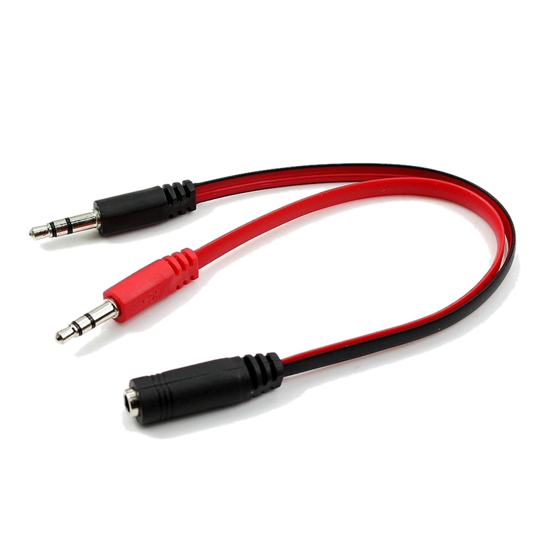 3.5mm Female to Dual Male Mic Audio Y Splitter Cable Extension Cord For ...