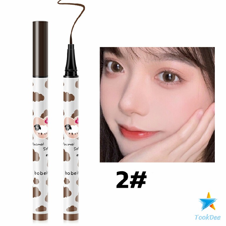TookDee ปากกาอายไลเนอร์ กันน้ํา ติดทนนาน ไม่เลอะ ปลายขนแปรงนุ่ม สีดํา สีน้ําตาล Lasting Eyeliner ...