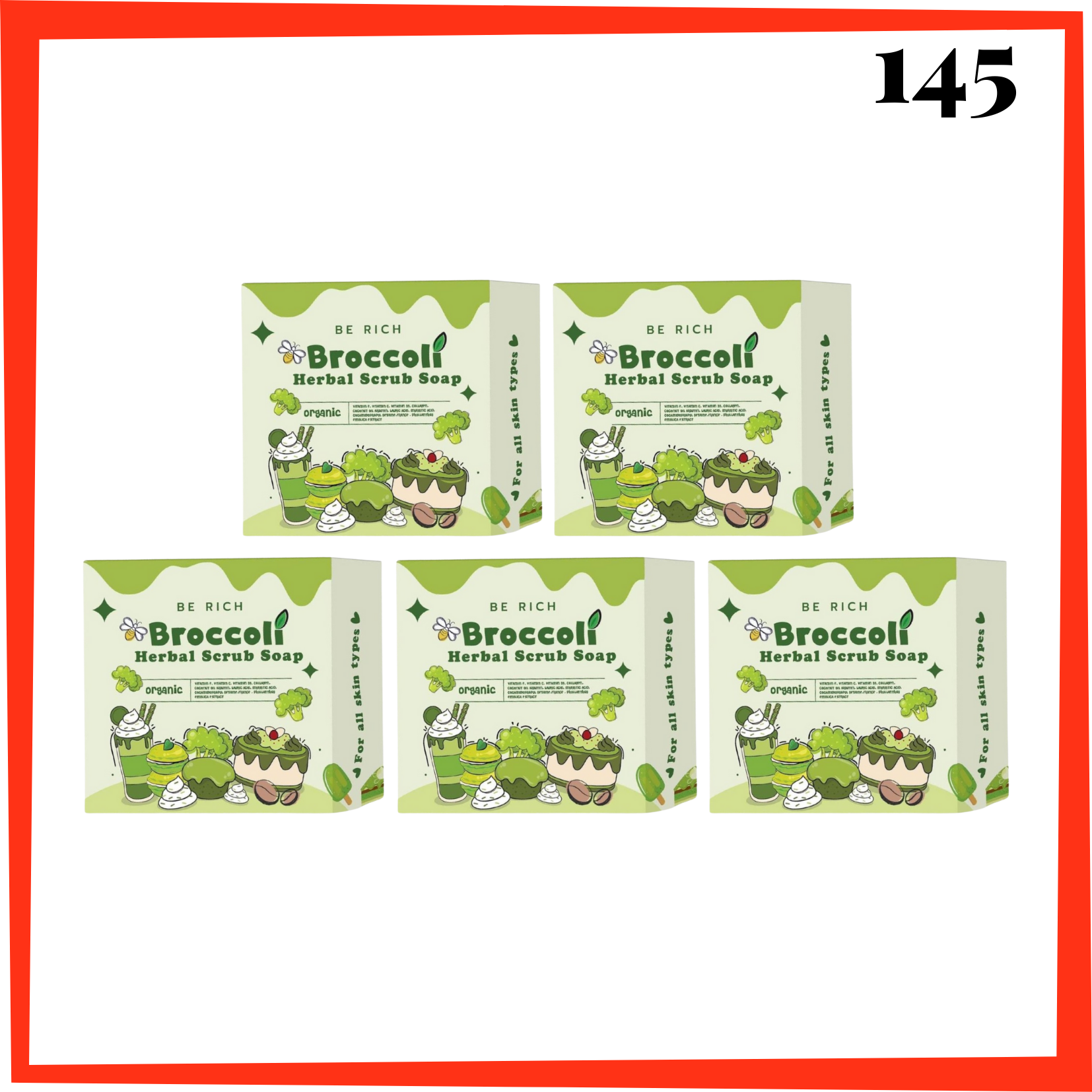 5 ก้อน Broccoli Herbal Scrub Soap สบู่สครับบล็อคโคลี่ ขนาด 35 g ...