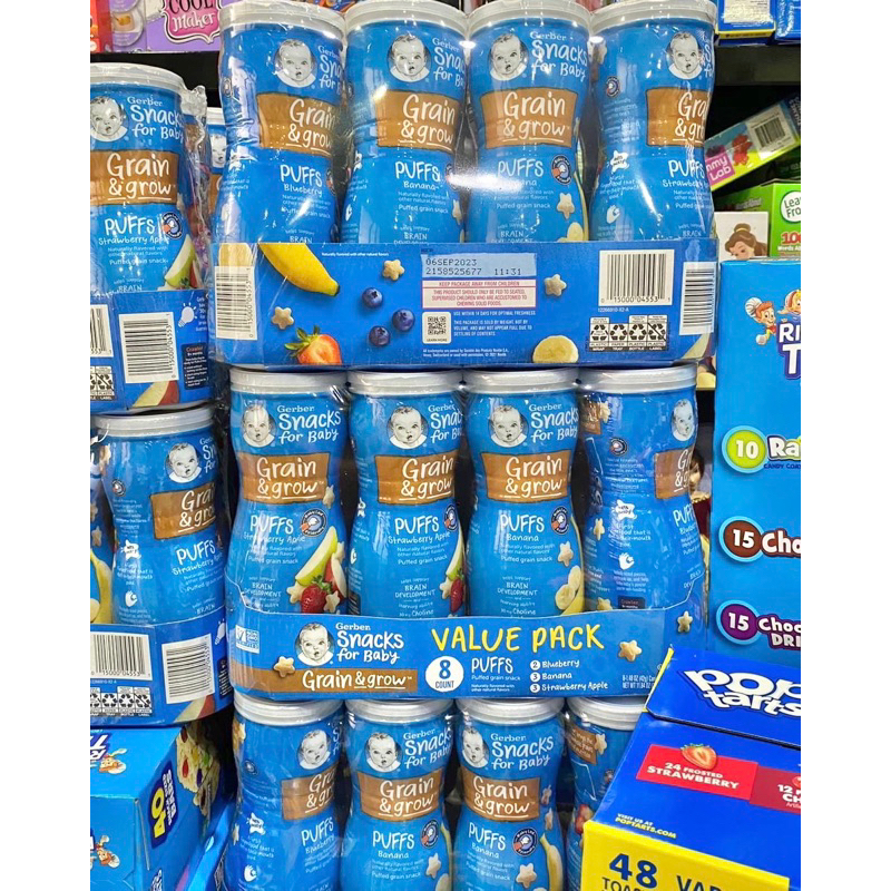 โฉมใหม่ นำเข้า ขนมเด็ก ขนมรูปดาว Gerber Graduates Puffs Cereal Snack ...