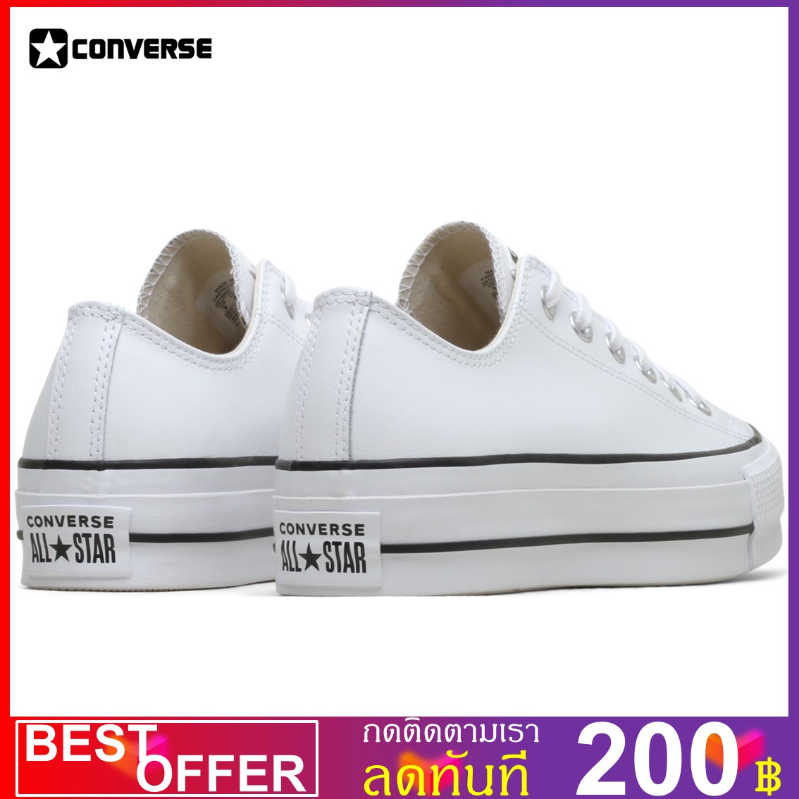[[ ลิขสิทธิ์แท้ ]] CONVERSE หน้ง White Leather Chuck Taylor All Star ...